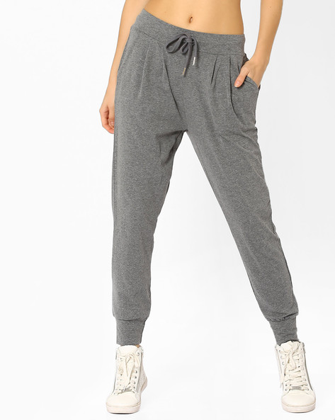 Buy Grey AJIO Cuffed Ankle-Length Joggers | AJIO